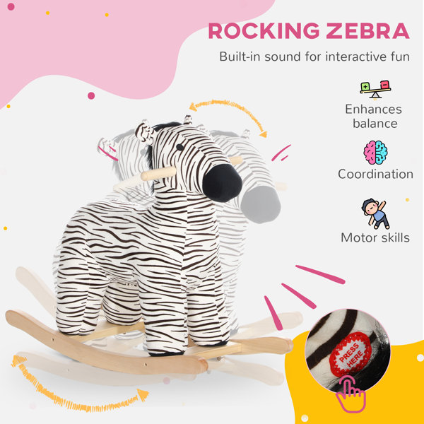 Qaba Rocking Horse, Kids Rocking Animal, Zebra Shaped Ride on Horse ...