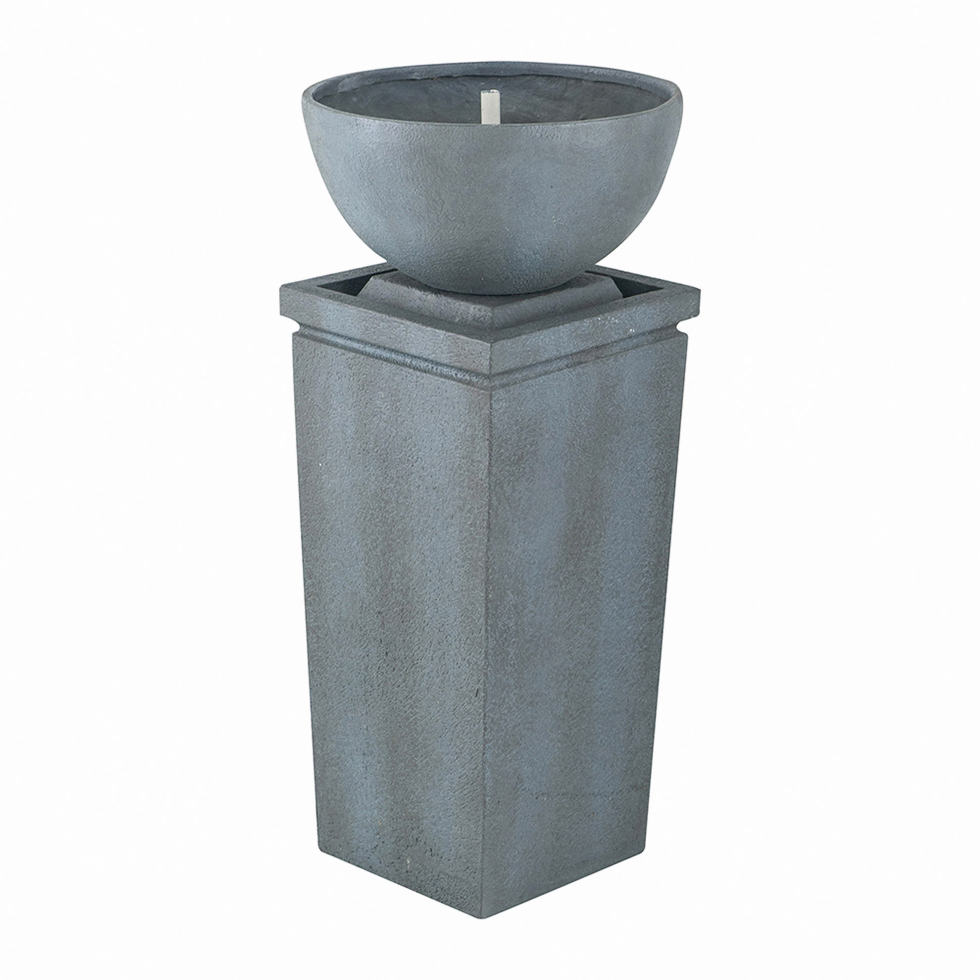 Latitude Run® Polyresin Gray Zen Bowl Water Fountain, Outdoor Bird ...