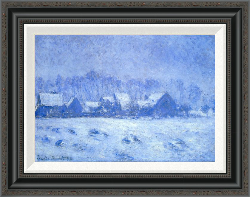 Vault W Artwork 'Snow Effect At Giverny 1893' by Claude Monet Framed ...
