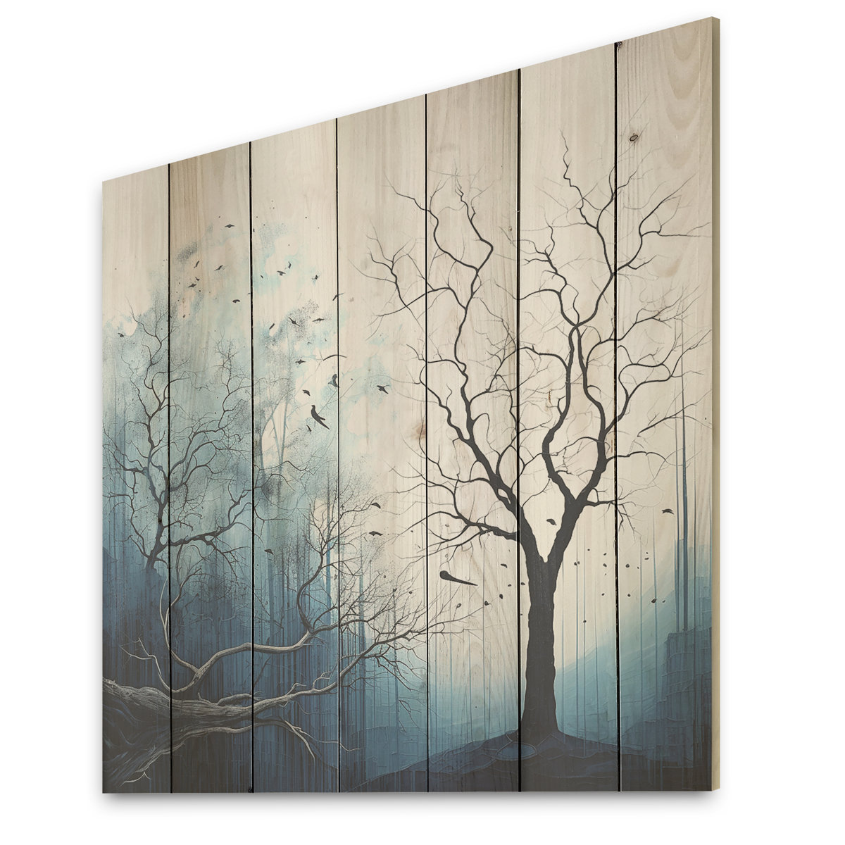 Lark Manor™ Minimalism Blue Tree Landscape - Trees Wood Panel Wall Art ...