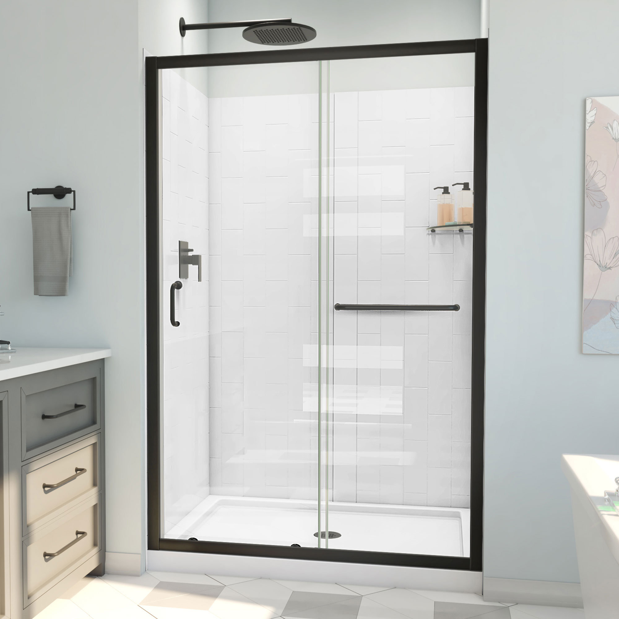 DreamLine 60" W x 36" D x 78" H Semi-Frameless Rectangle Shower Kit ...