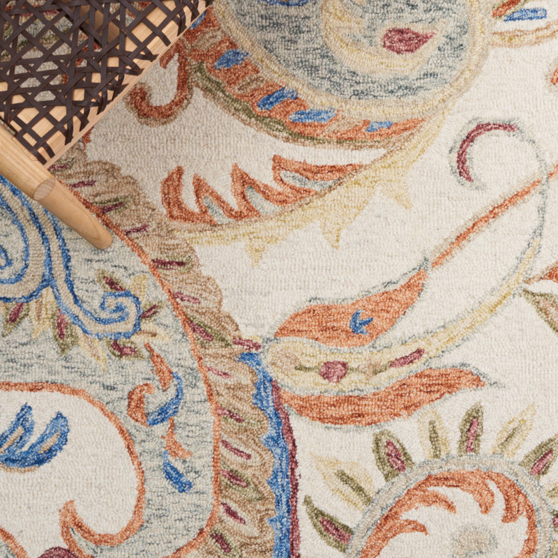 Lark Manor Alben Handmade Hand Tufted Ivory / Rust Rug & Reviews | Wayfair