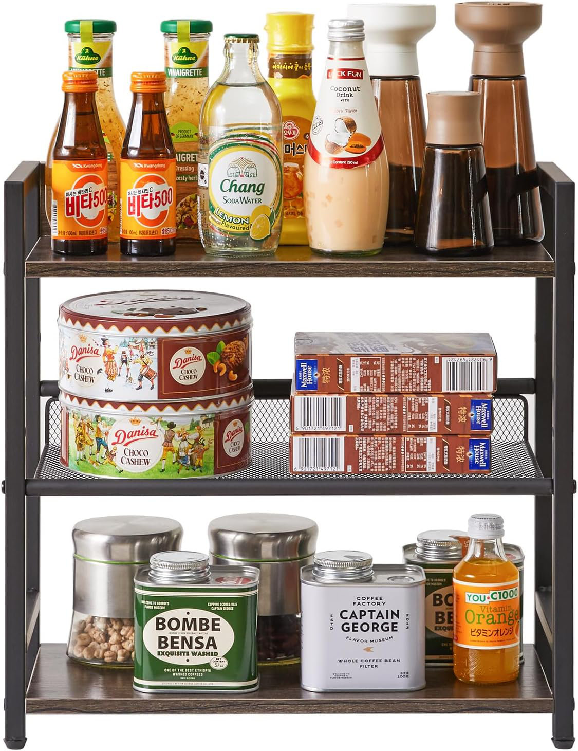 17 Stories 3-Tier Spice Rack Industrial Counter Shelf Desktop Storage ...