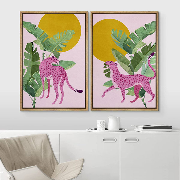 IDEA4WALL Bright Preppy Animals Tropical Jungle Banana Leaf Pink ...