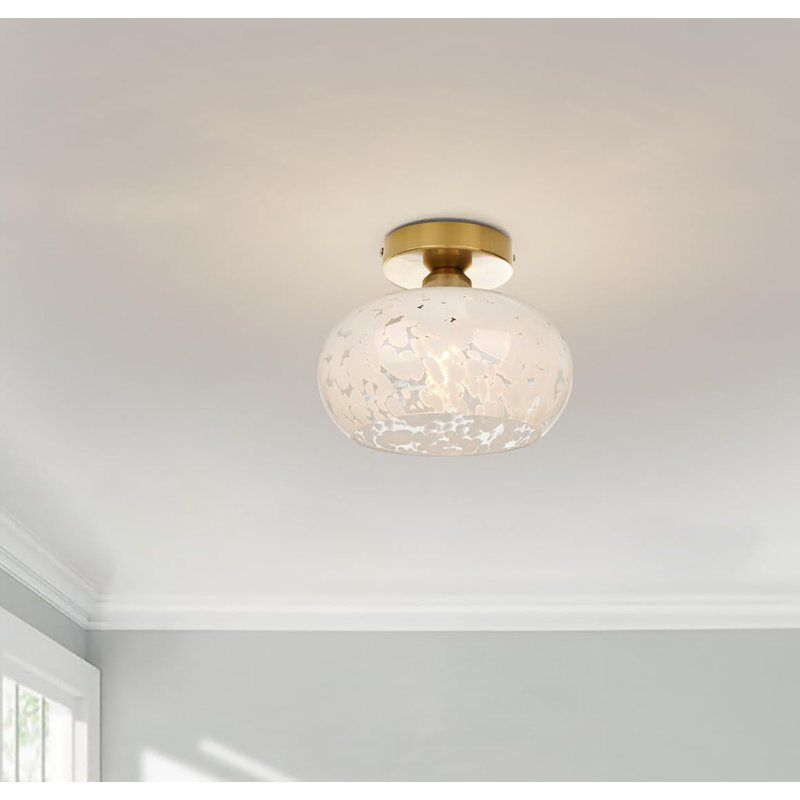 PRIMICOL Glass Ceiling Light Fixture,Semi Flush Mount Ceiling Light ...