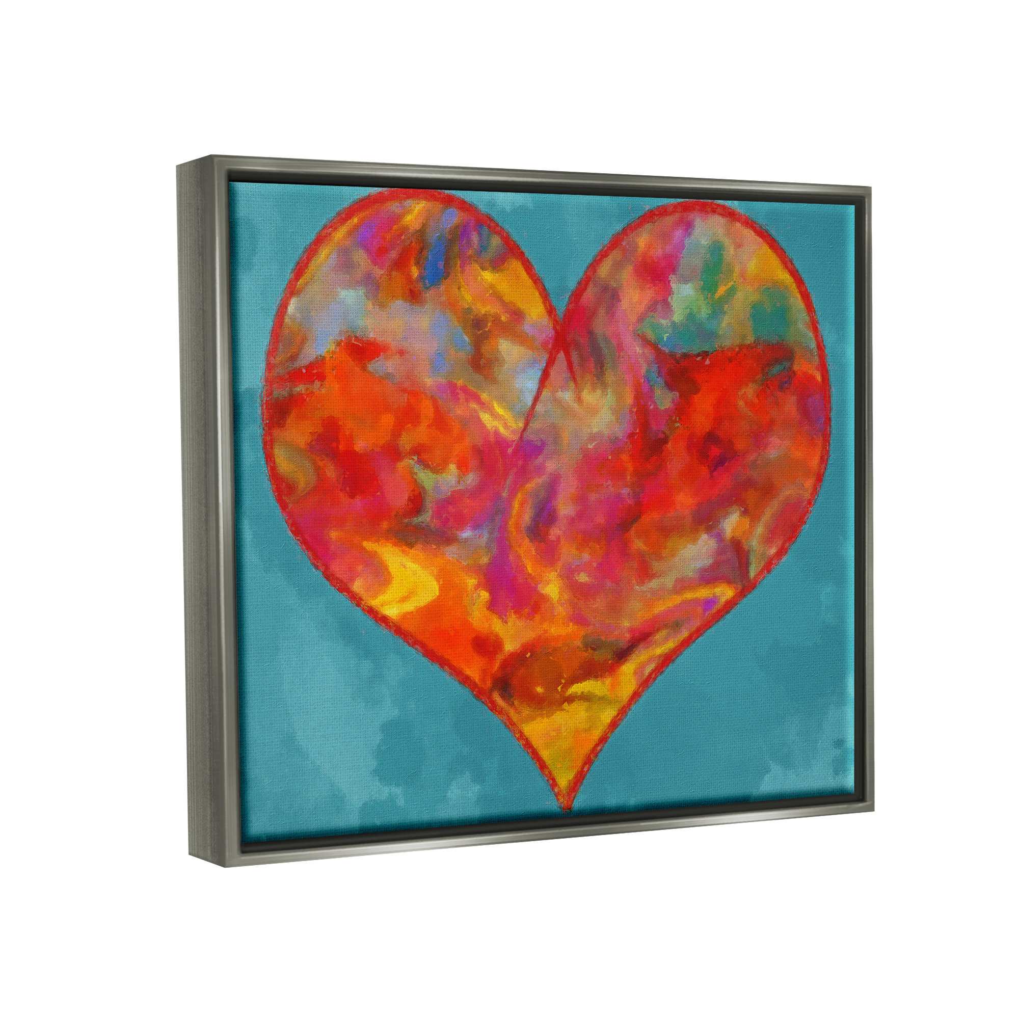 Winston Porter Modern Heart On Blue Framed On Canvas by Daniel Sproul ...
