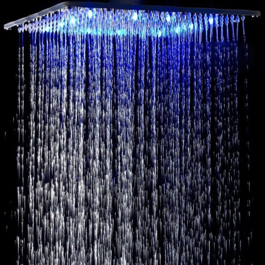 Juno Showers Juno 24-Inch LED Chrome Square Rainfall Shower Head ...