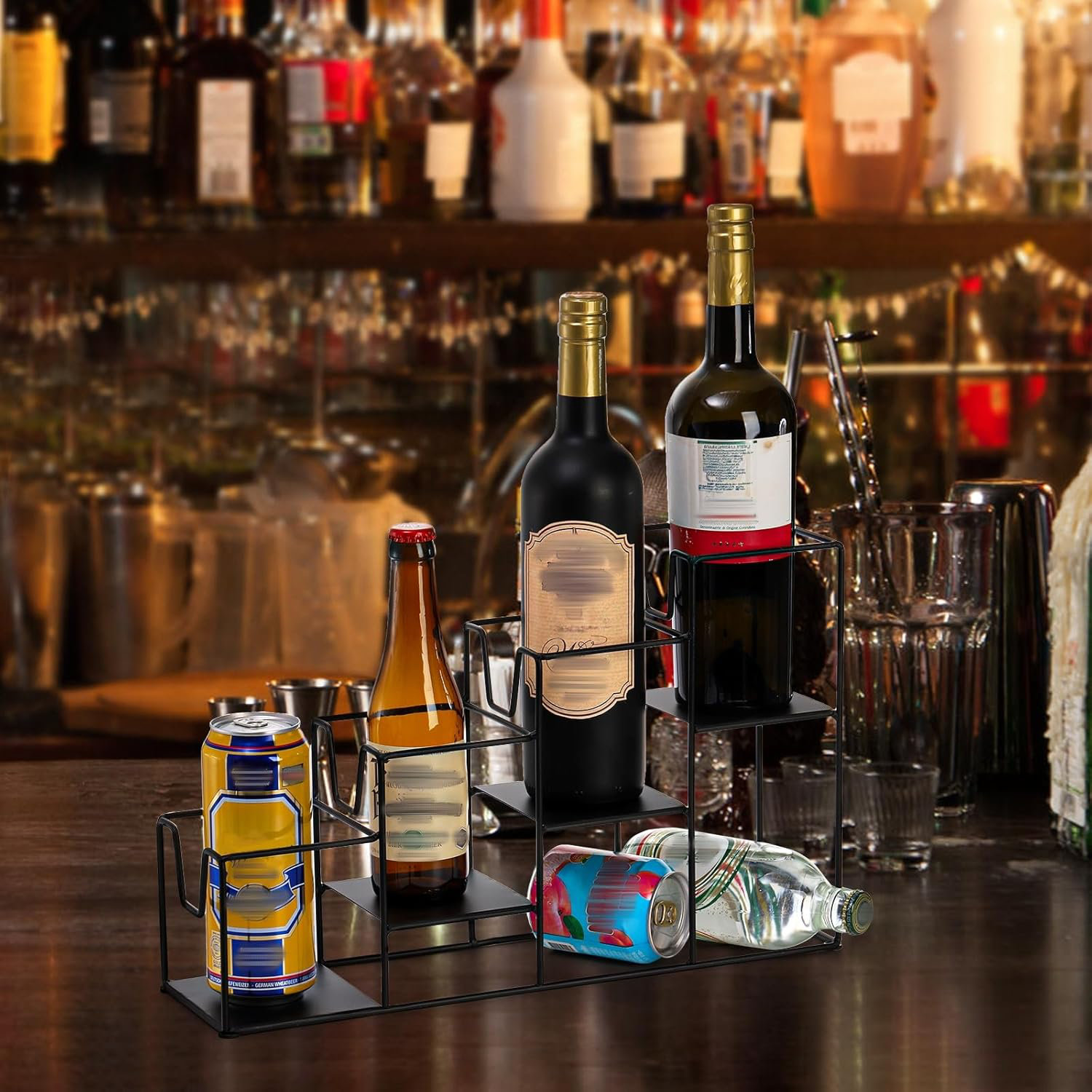 Prep & Savour 4 Tier Syrup Bottle Holder, 4 Bottle Metal Coffee Syrup ...