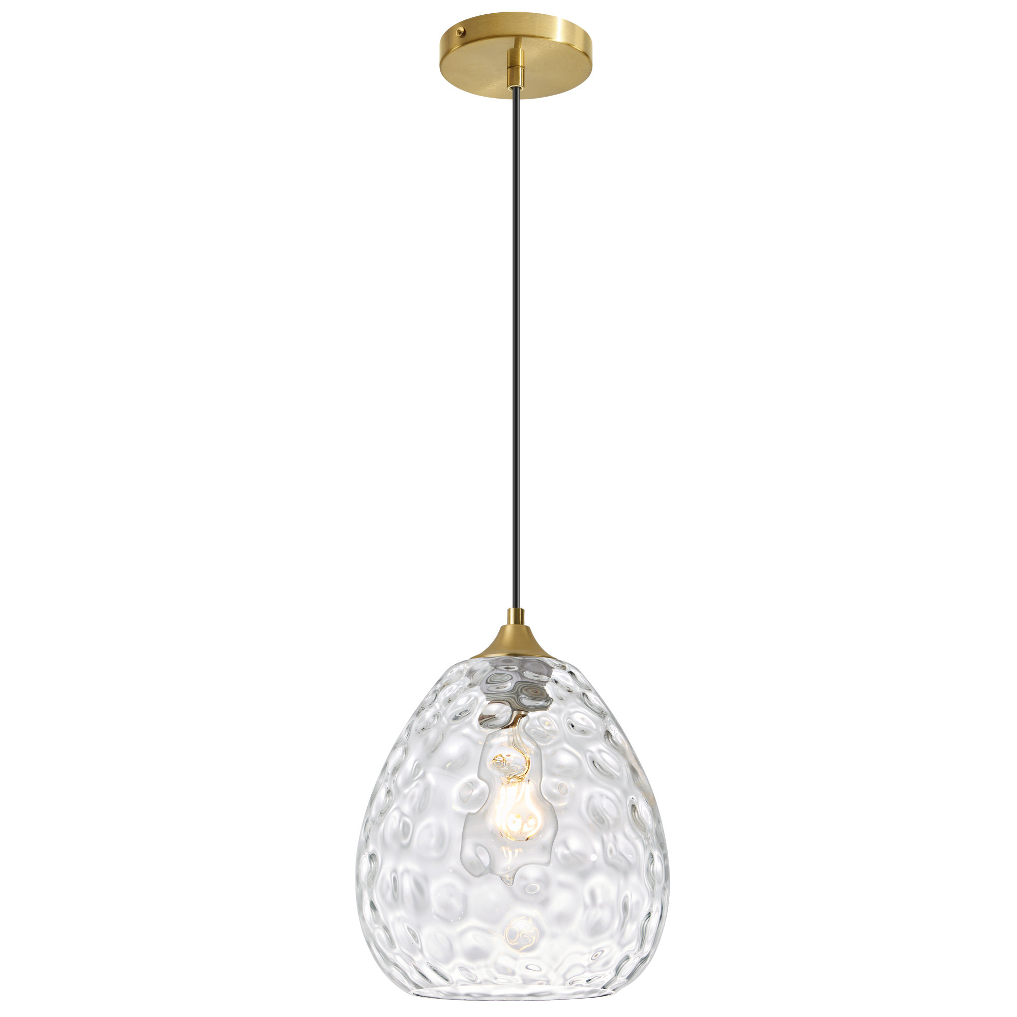 17 Stories 1 - Light Gold Pendant Light Strip With Stone-Textured Glass ...