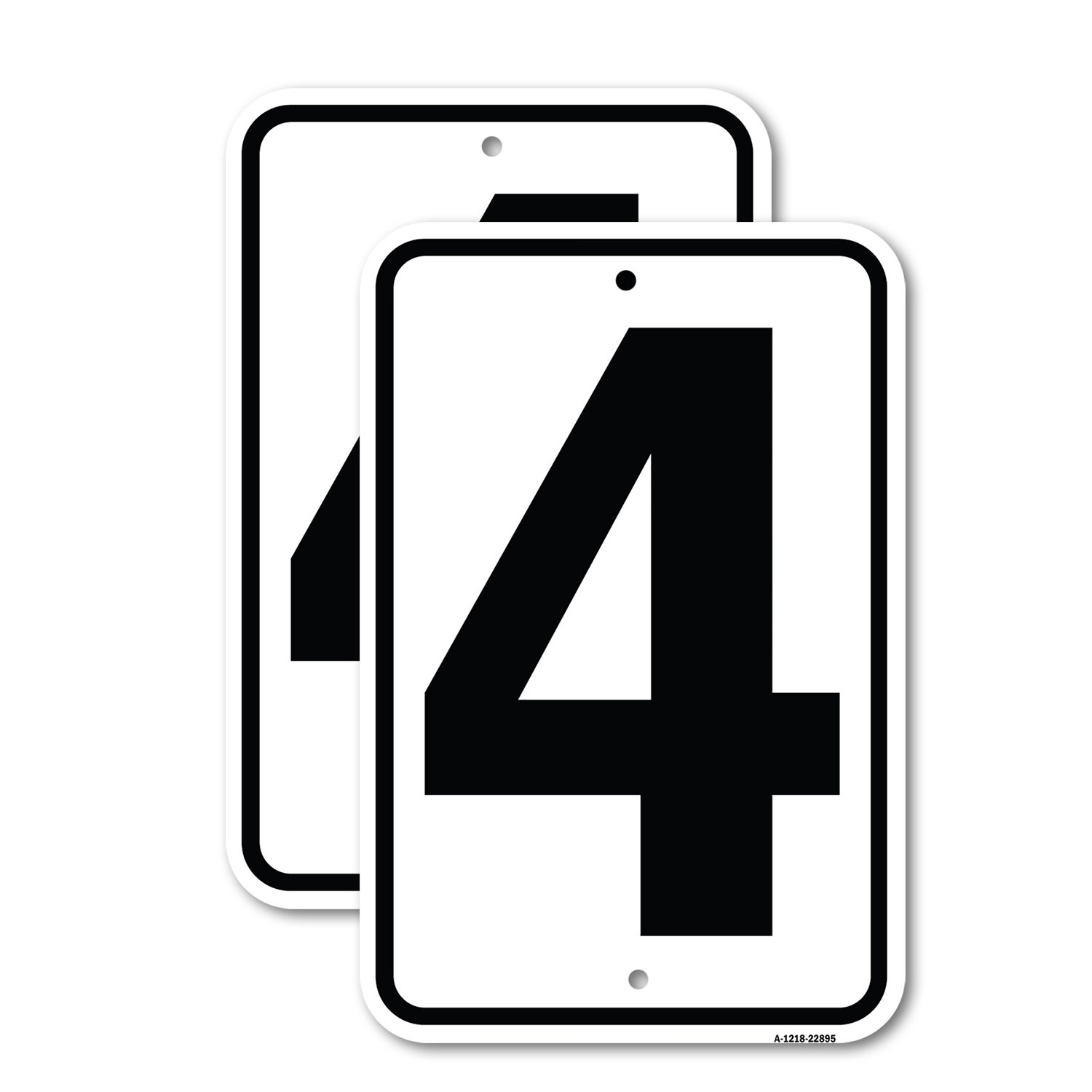 SignMission (2 Pack) Sign with Number 4 18" X 24" Heavy-Gauge Aluminum ...
