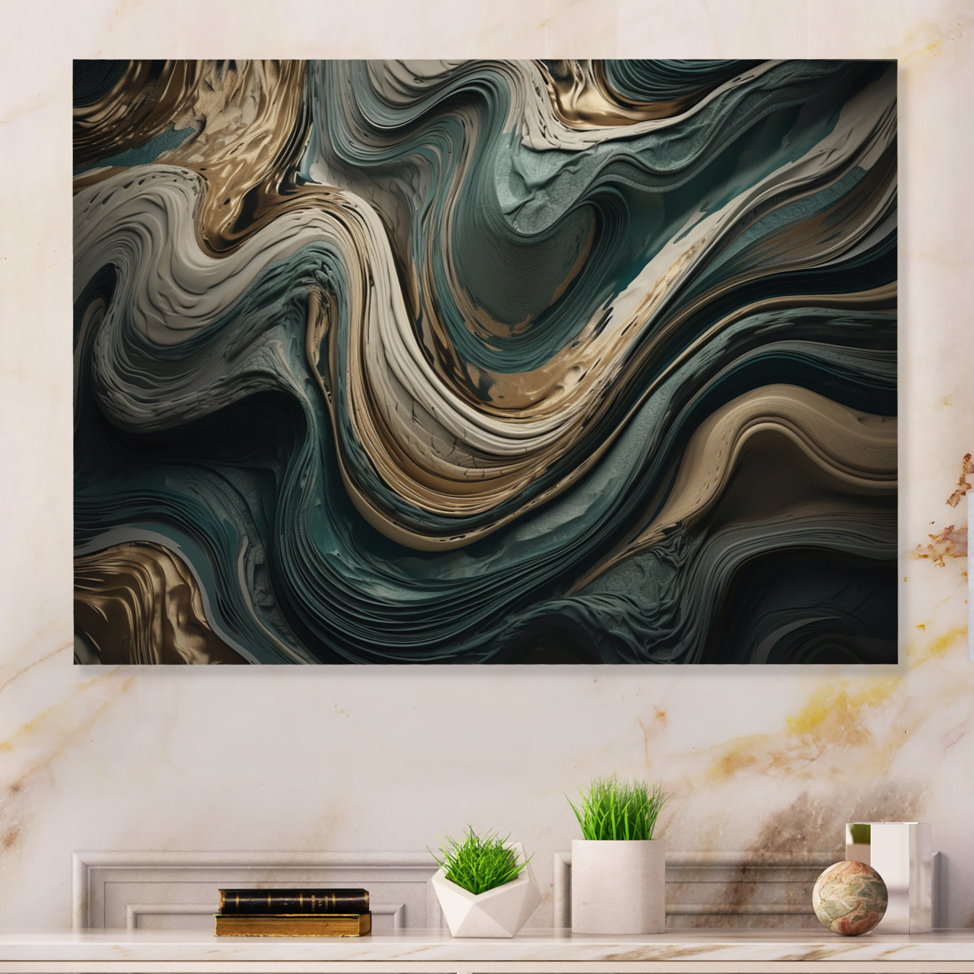Ivy Bronx " Wave Twist Abstract Artwork " | Wayfair