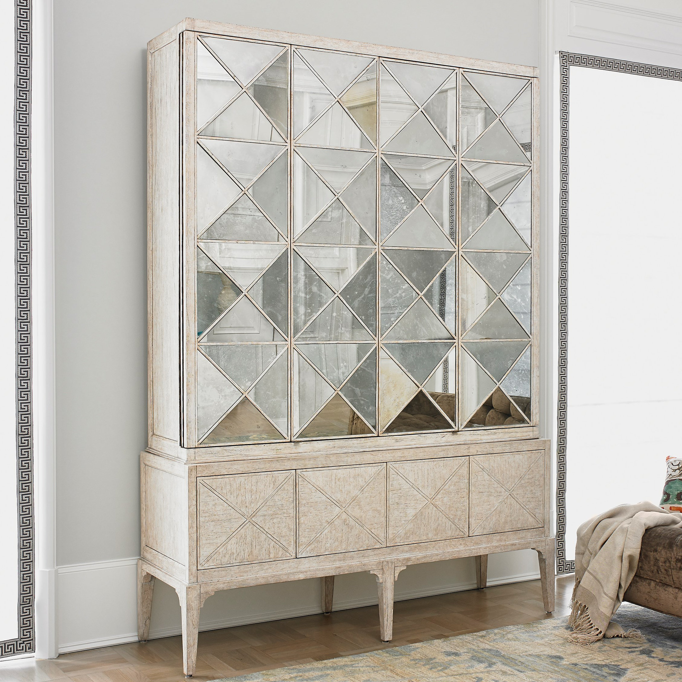 Ambella Escher 6 Door Mirrored Accent Cabinet | Wayfair