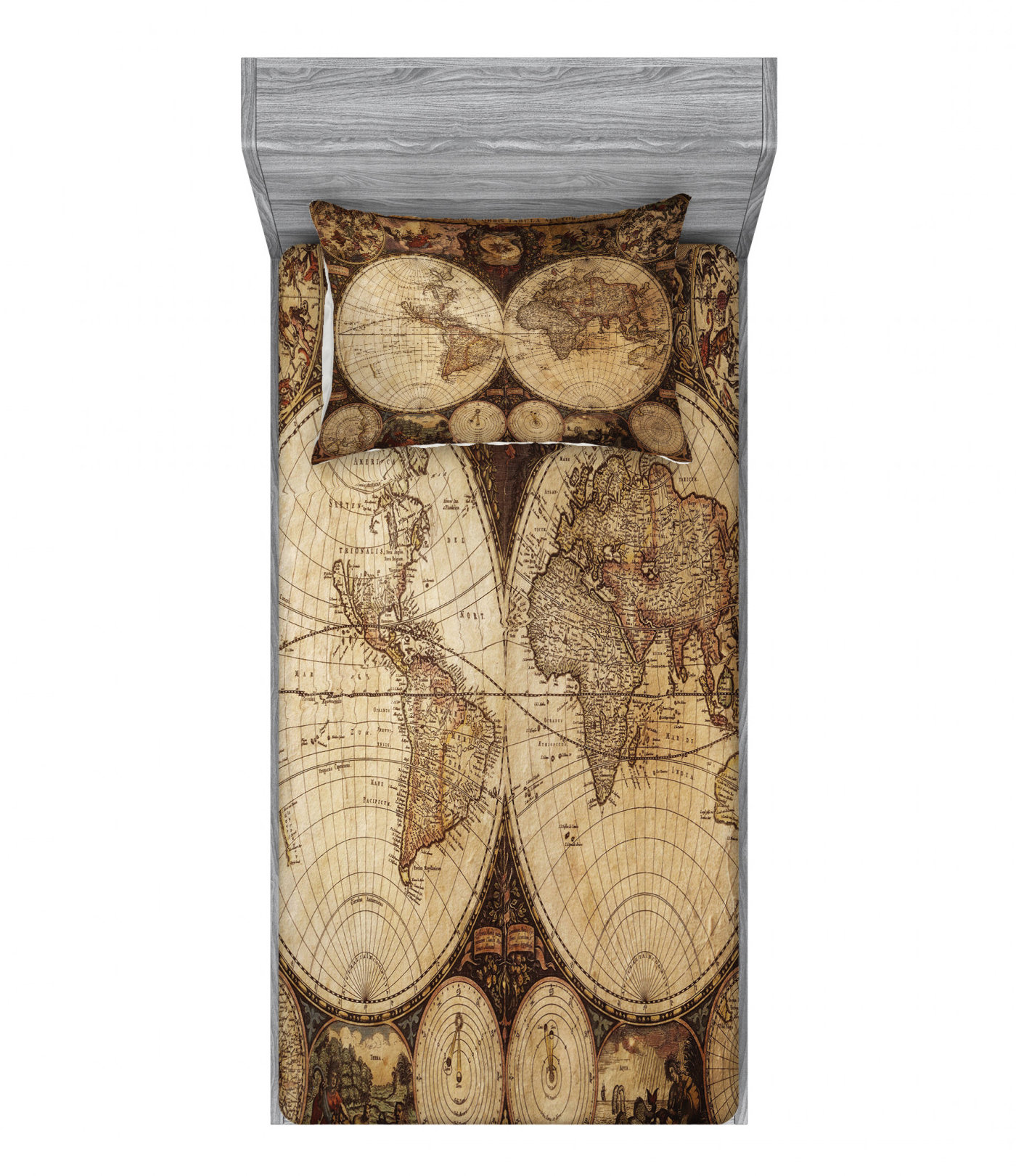 Ambesonne World Map Sheet Set | Wayfair