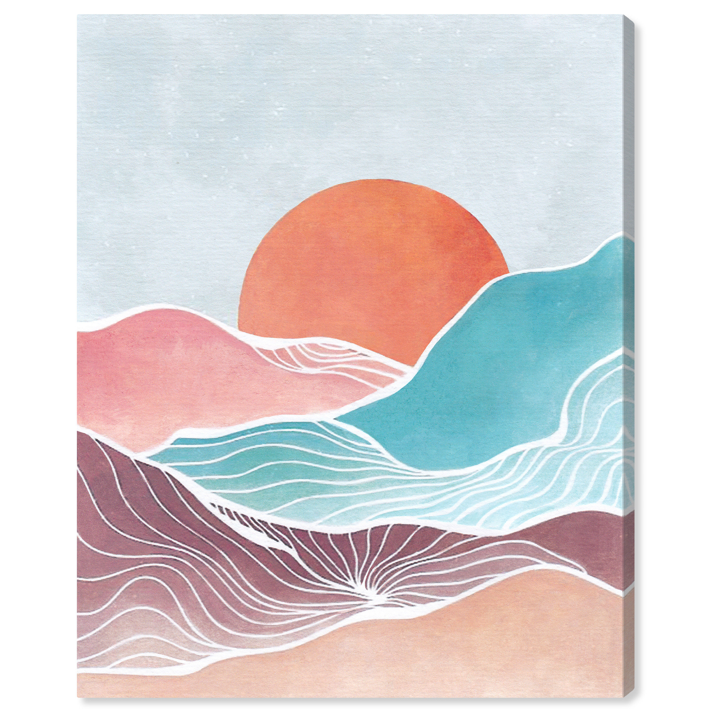 Wynwood Studio Pastel Sunset Boho Wave Lines Mid-Century Modern Blue ...