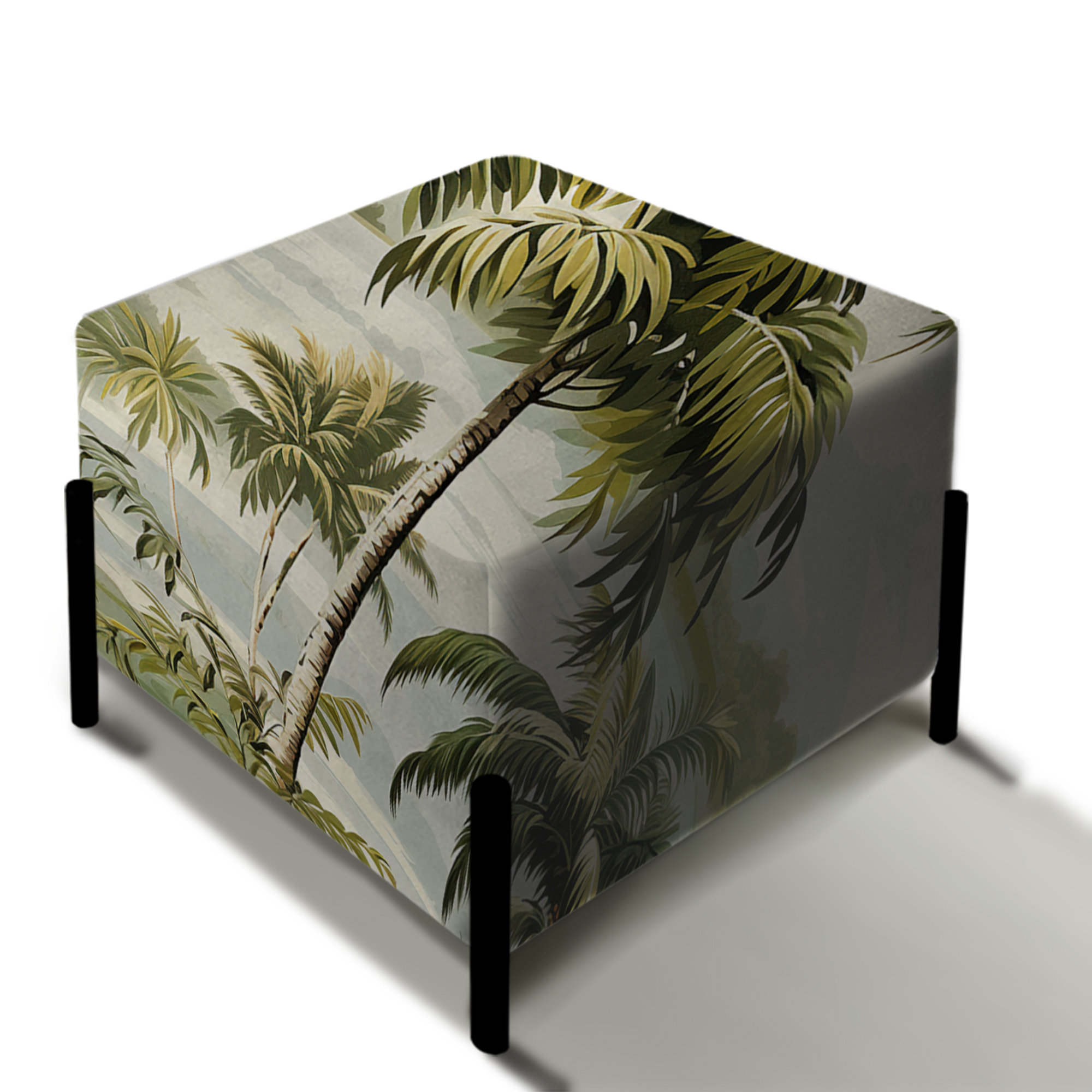Design Art Vintage Palms Tropical Pattern - Tropical Square Ottoman ...