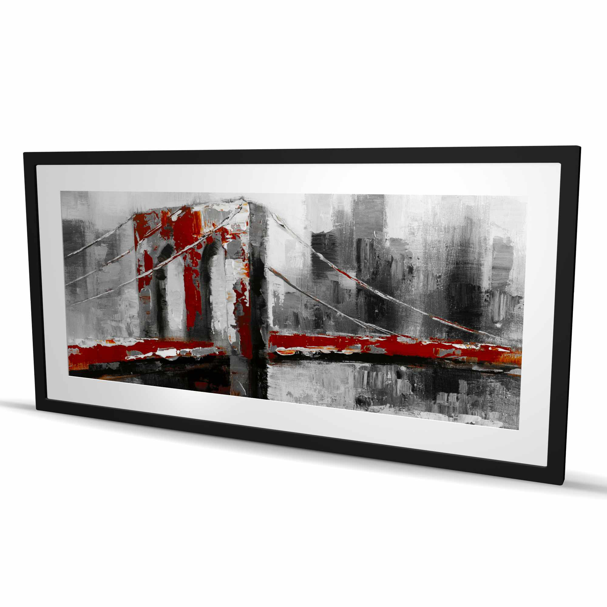 Lark Manor™ Abstract and Red Brooklyn Bridge - Modern Livingroom Print ...