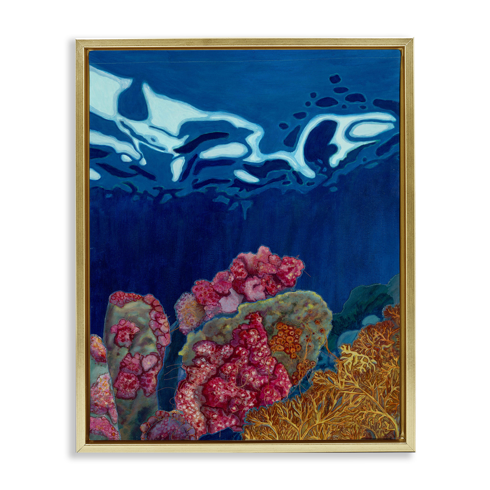 Highland Dunes Abstract Underwater Coral Framed Floater Canvas Wall Art ...