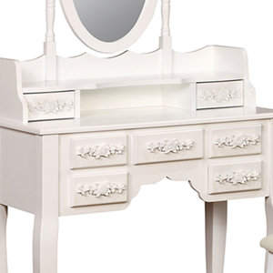 Laurel Foundry Modern Farmhouse® Tyner Vanity Set with Stool and Mirror ...