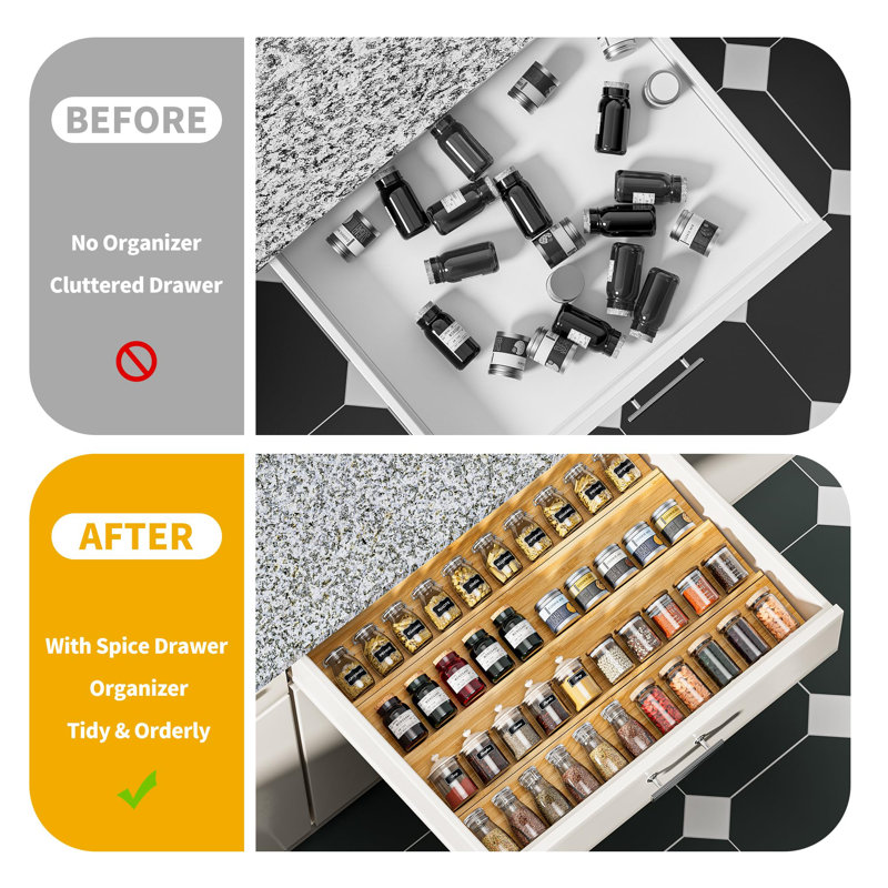 Mint Pantry® Bamboo Spice Drawer Organizer - 8 Pack Spice Rack Tray ...