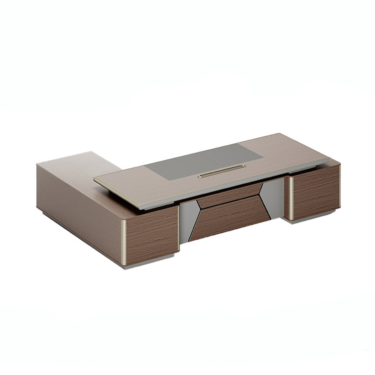 Hokku Designs 110.24"Premium Brown L-Shaped Office Desk with Double ...