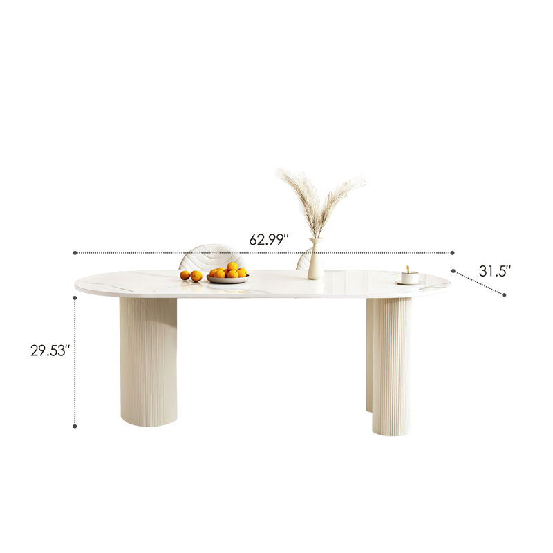 Brayden Studio® Gandee Modern Minimalist White Oval Dining Table | Wayfair