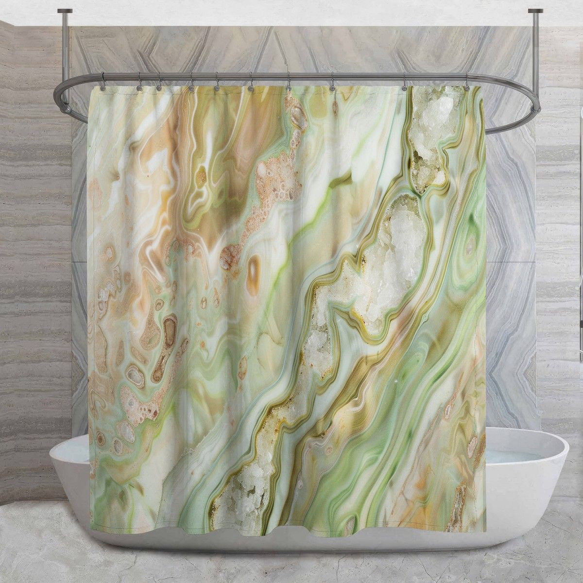Brayden Studio Marble Shower Curtain - Geode Bathroom Decor - Wayfair ...