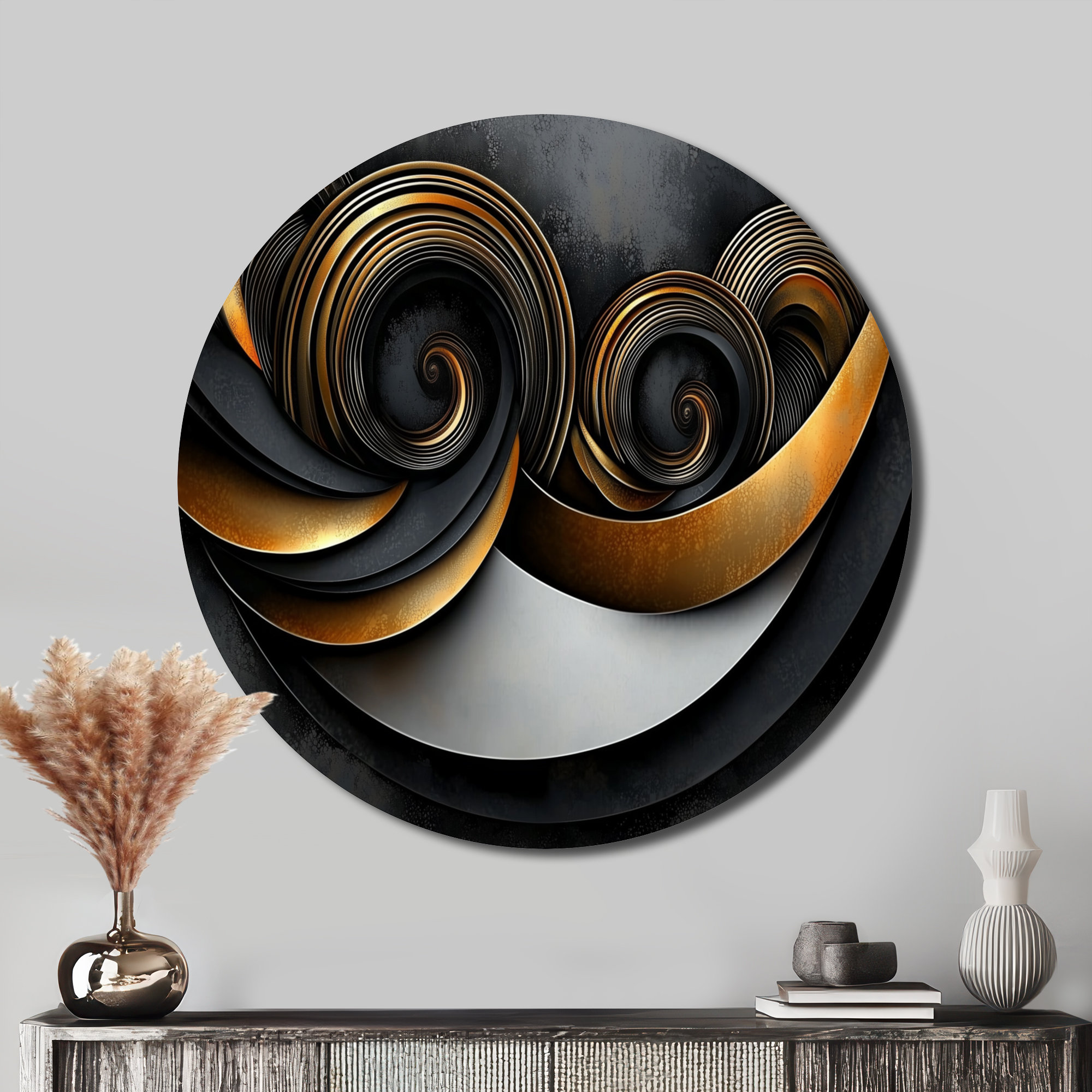 Ivy Bronx Celestial Alignment Abstract - Abstract Geometric Metal Wall ...