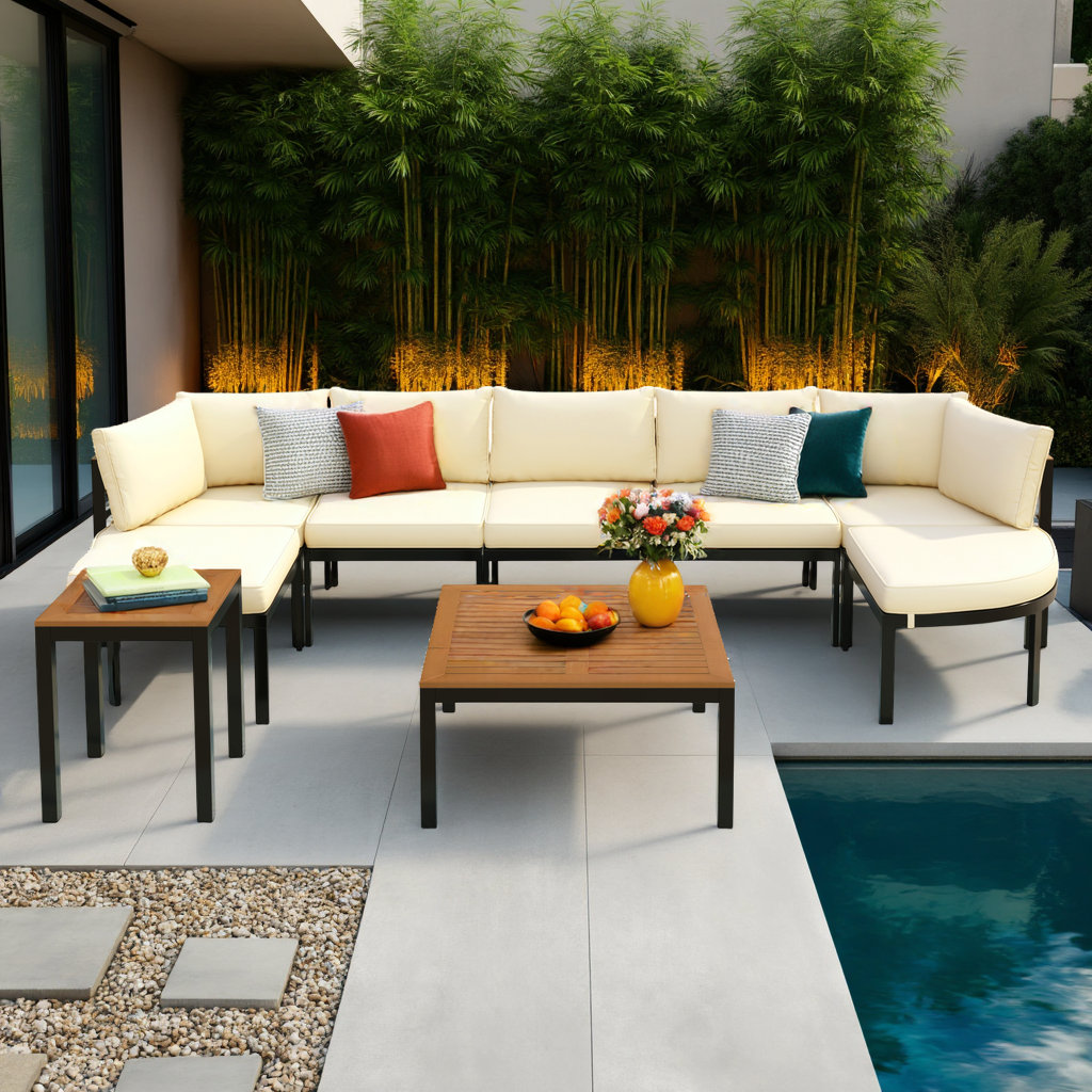 Latitude Run® Patio Seating Group with Cushions, Conversation Sets ...