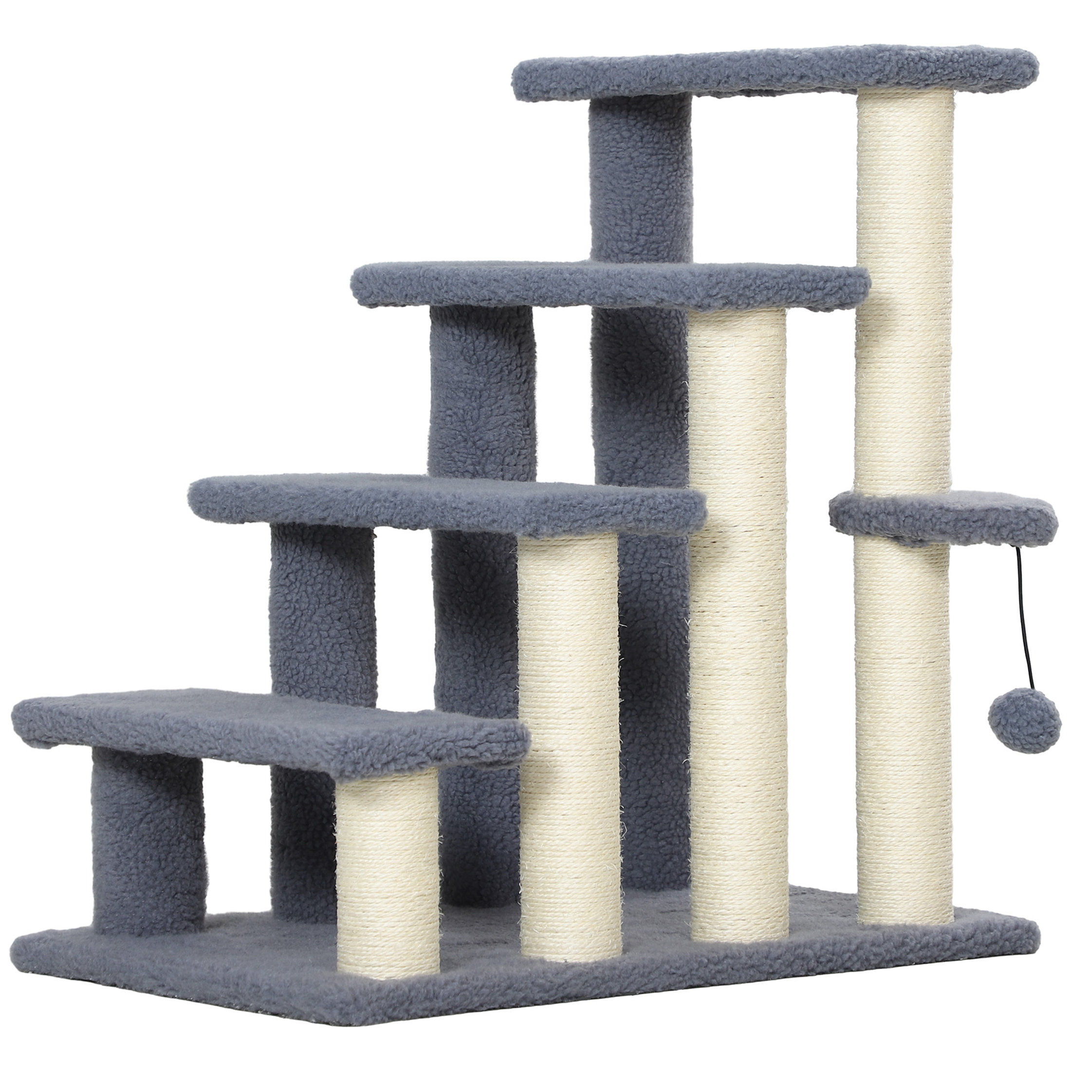 Latitude Run® PawHut 4-Level Carpeted Cat Steps with Scratching Posts ...