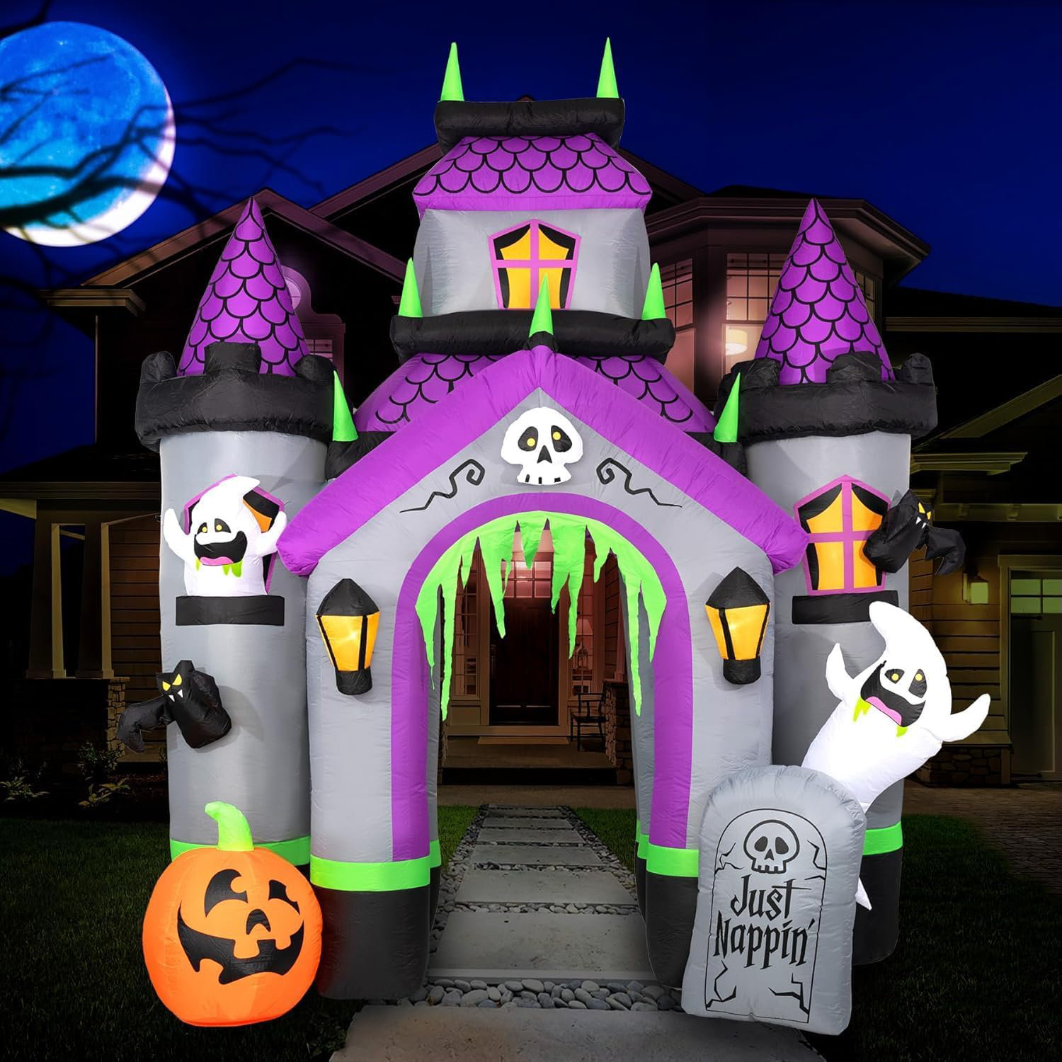 The Holiday Aisle® 12FT Tall Halloween Inflatable Haunted House Castle ...