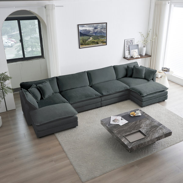 Latitude Run® Hibbell Comfort U Shaped Couch With Reversible Chaise ...