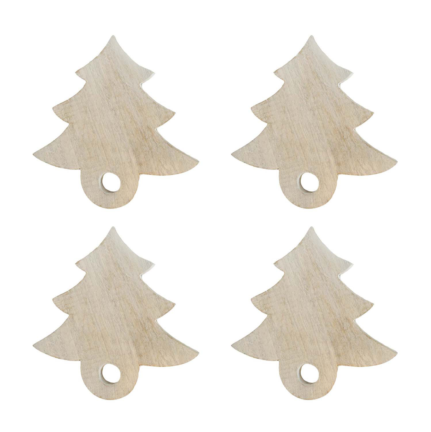 Foreside Home & Garden Set of 4 Tree Boards Whitewash Wood with Leather ...