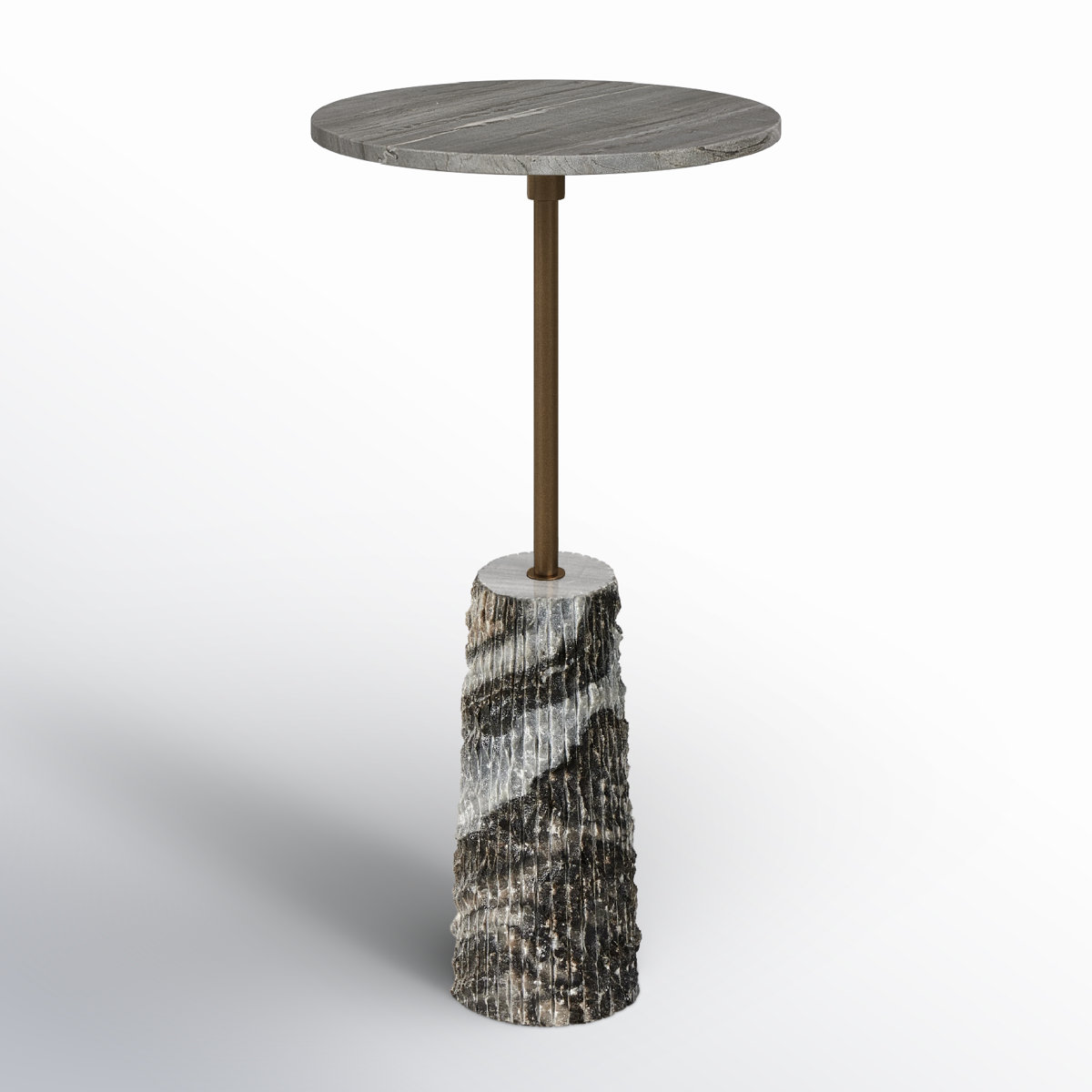 Four Hands Raven End Table-Ribbed Ebony Marble | Perigold