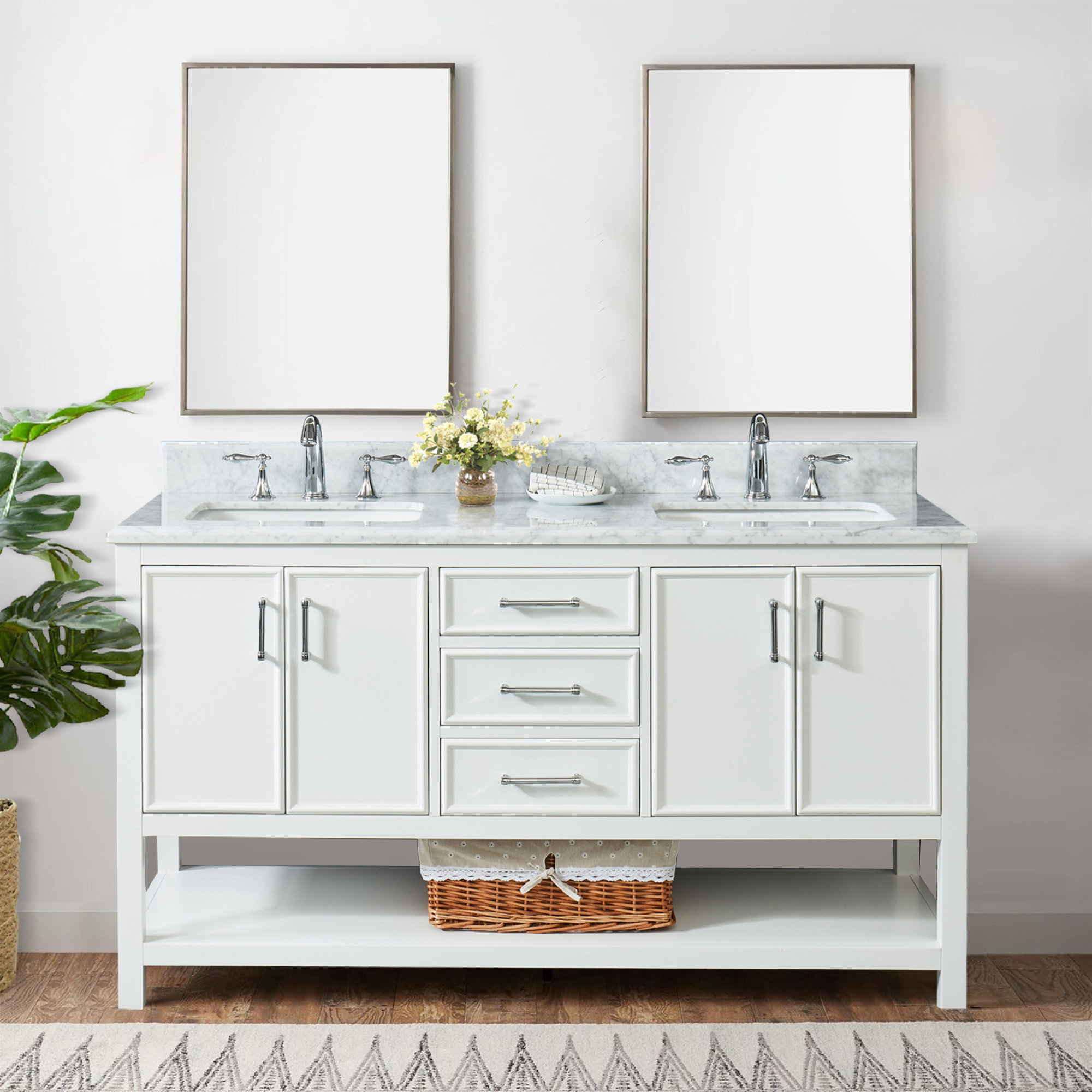 Red Barrel Studio® Maricielo 61'' Double Bathroom Vanity with Marble ...