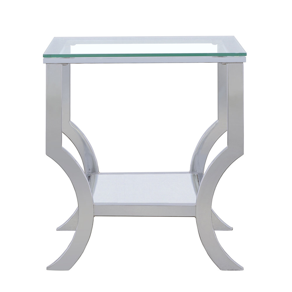 Ivy Bronx Porch & Den Chrome Glass Square Top End Table | Wayfair