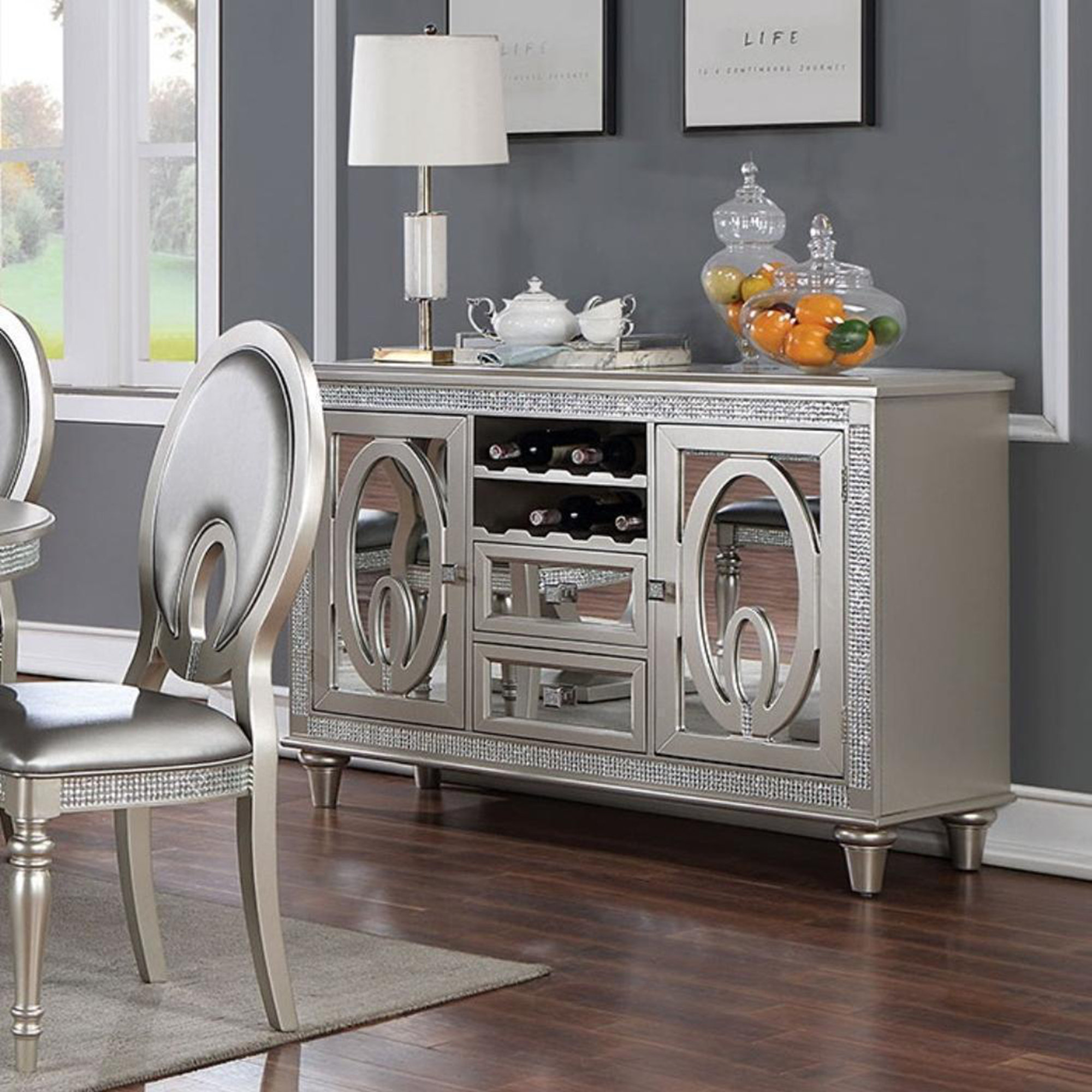 DELTA FURNITURE Contemporary Server Solidwood Functional Storage Drawers Server Dining Room ...