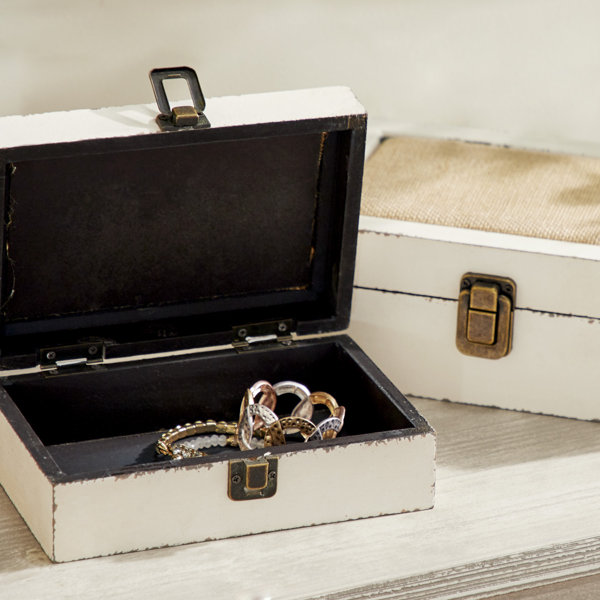 Breakwater Bay Nazaret White Wood Box with 2 Pieces Hinged Lid ...