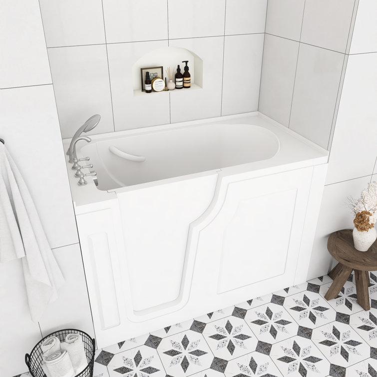 Bossicavelly 55'' X 33'' Acrylic Walk-In Bathtub In White With Seat ...