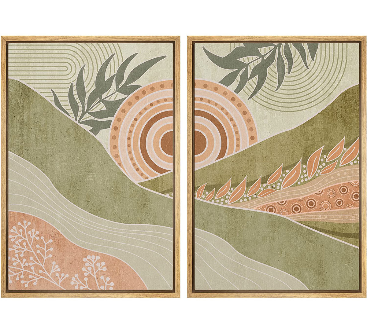 IDEA4WALL Mid Century Modern Boho Pastel Green Abstract Landscape ...