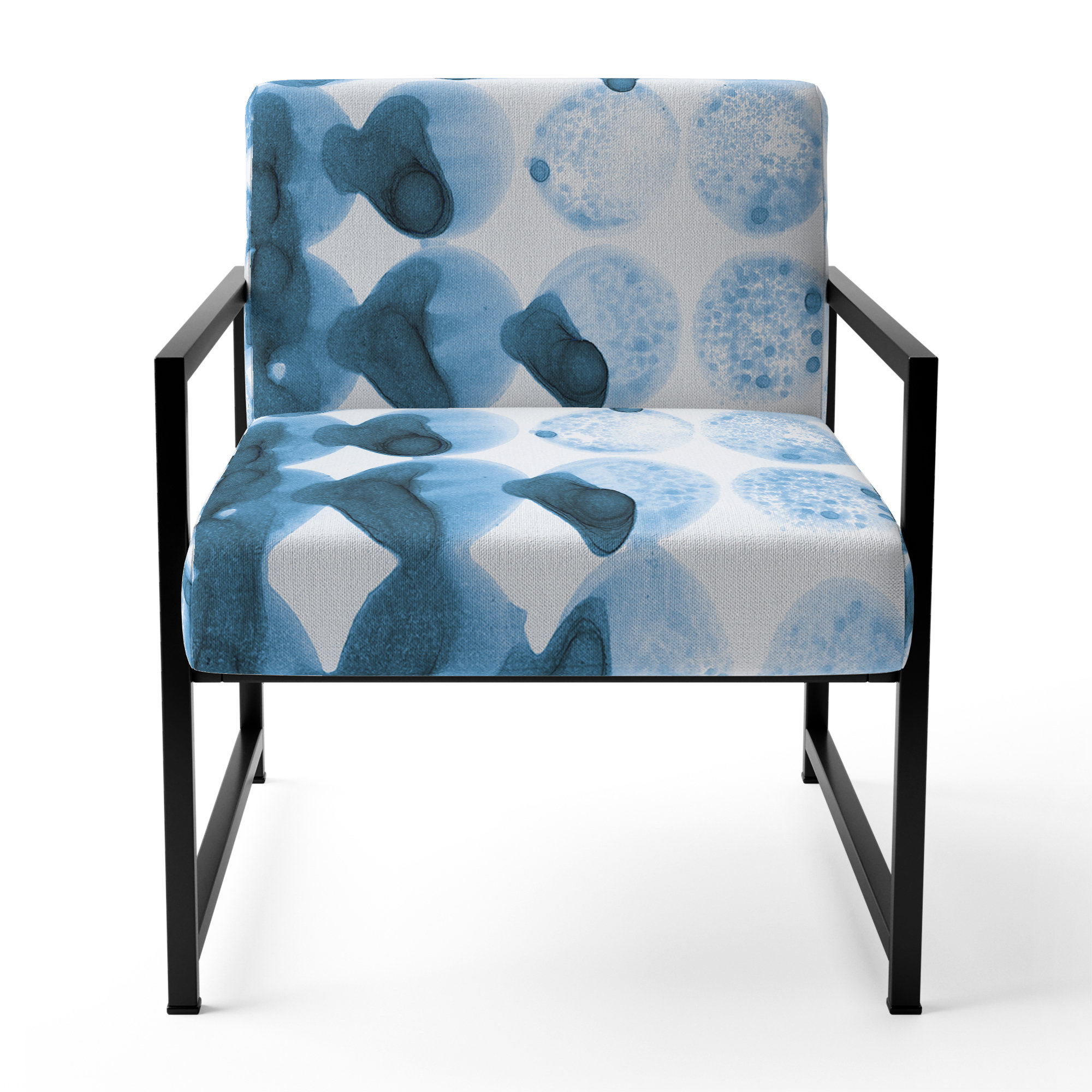 East Urban Home Streep Indigo Watercolor Geometrical VII - Upholstered ...