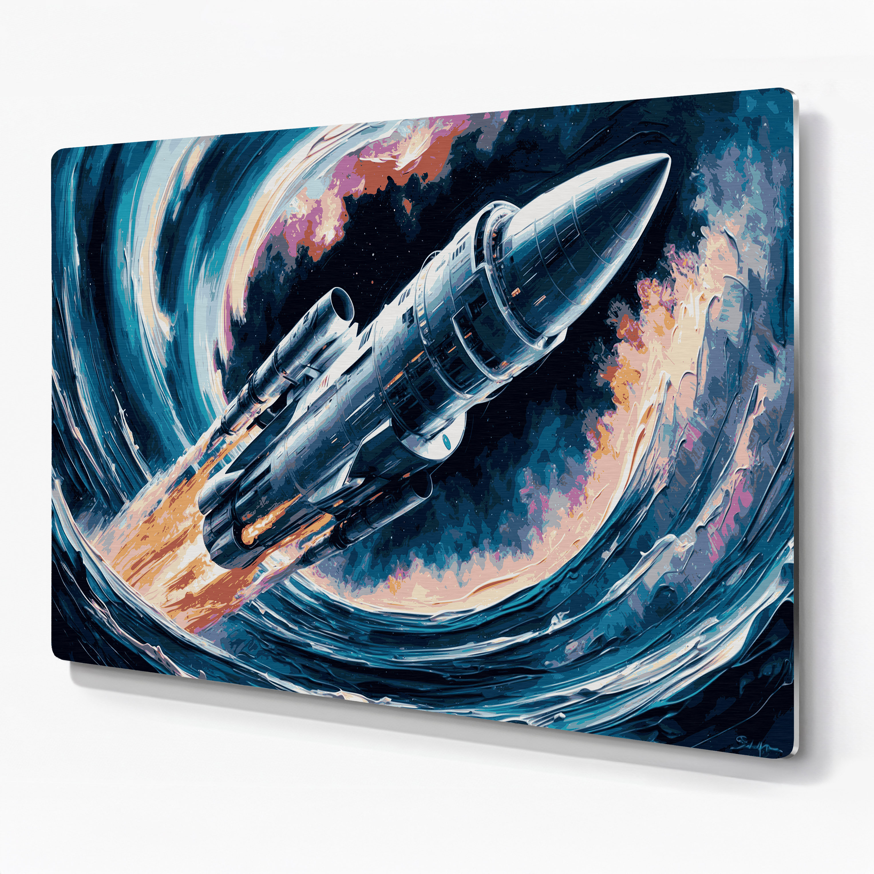Orren Ellis Space SpaceX Starship concepts Blue Metal Wall Art | Wayfair