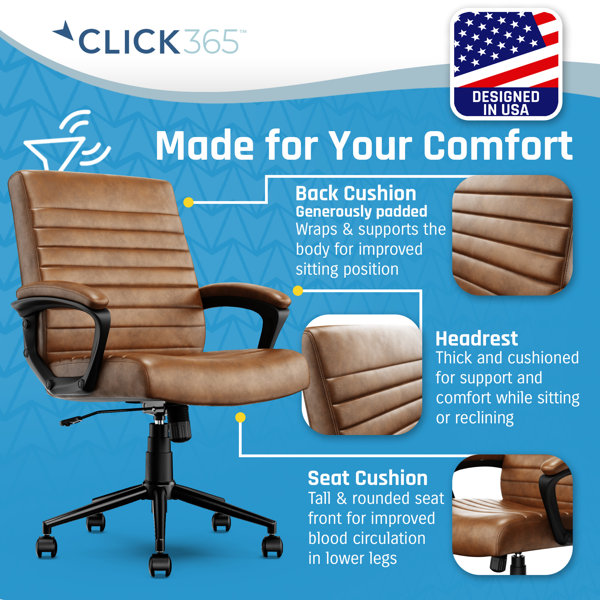 Click365 Transform 3.0 Ergonomic Mid Back Channel Stitching Desk Chair ...