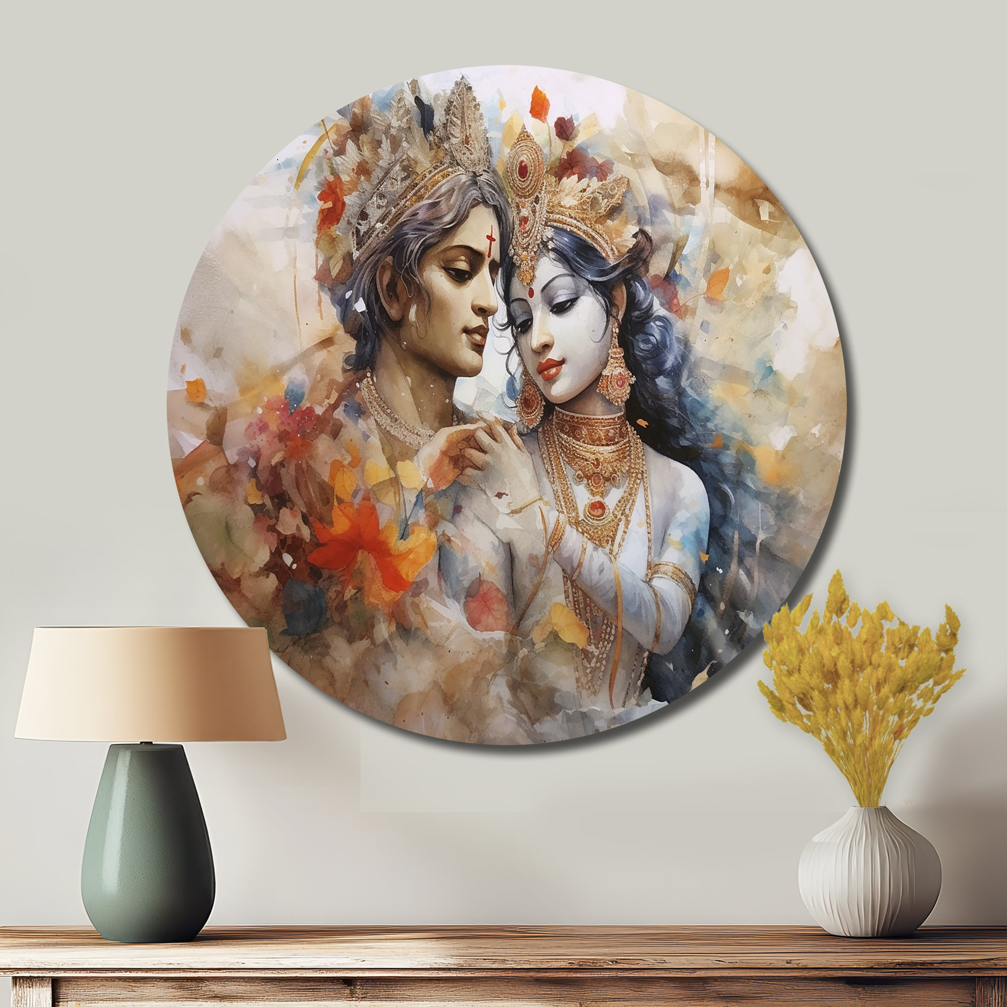 Lark Manor™ Hinduism Dry Watercolor Radha Krishnas Divine Wedding ...