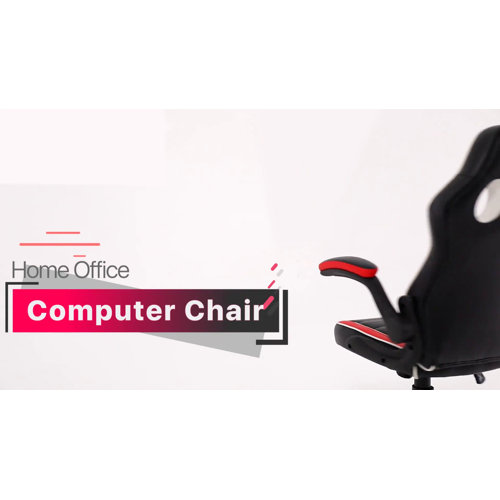 Inbox Zero Faux Leather Computer Gaming Racer Chair, Adjustable ...