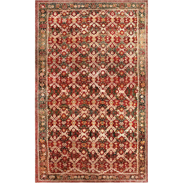 Nazmiyal Collection Rich Red Jewel Tone Oversized Antique Allover ...