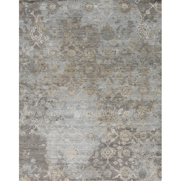 Samad Rugs Paradise Floral Hand Knotted Wool/Silk Area Rug in Copper ...