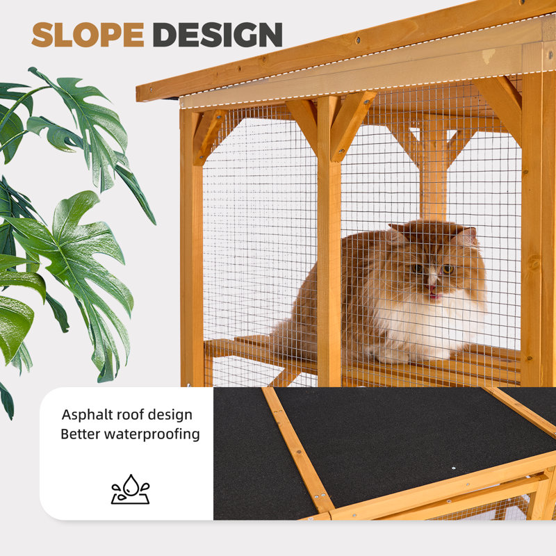Tucker Murphy Pet™ Outdoor Cat Enclosure Playpen Large Wooden Cat Cage ...