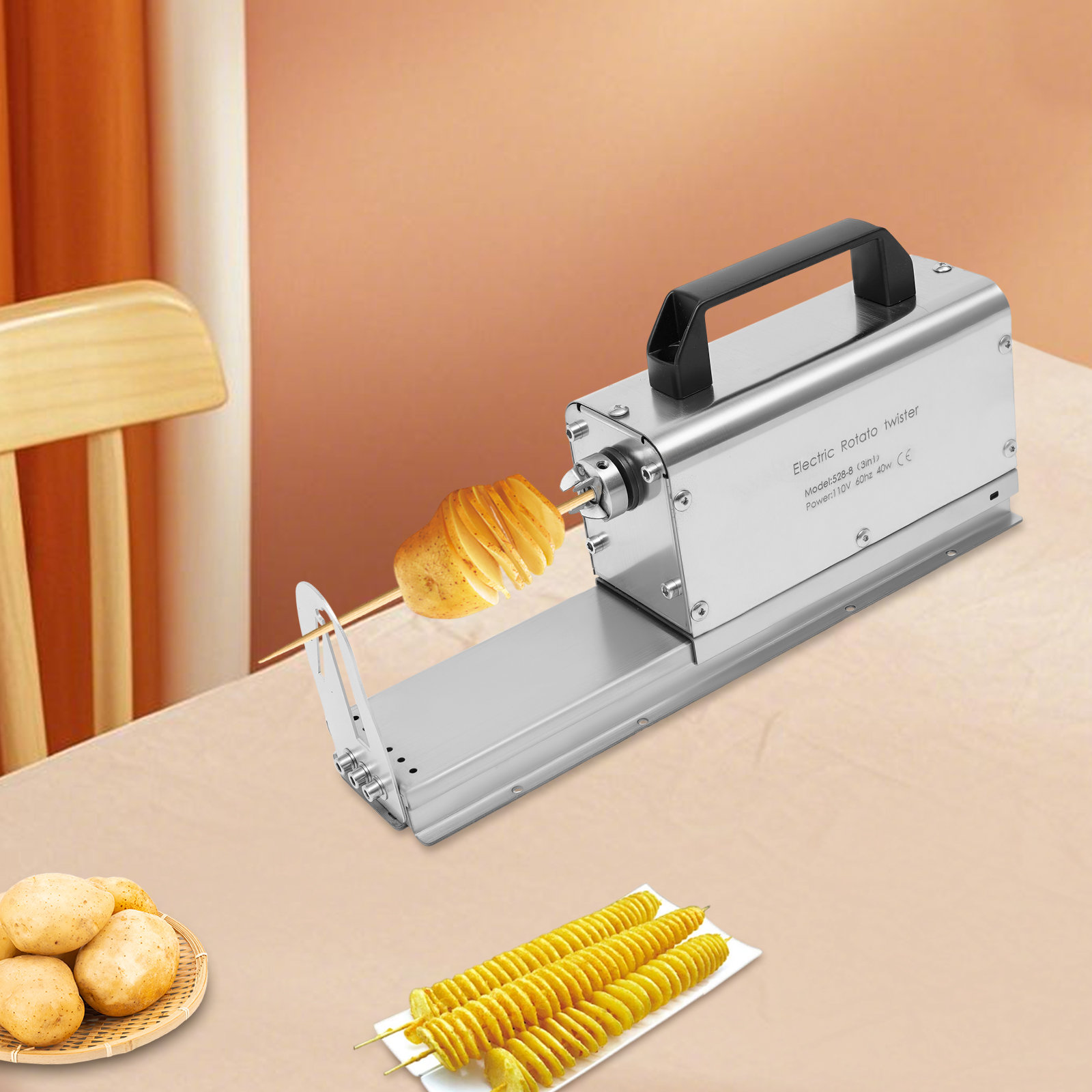 JOYDING Electric Potato Twister Tornado Potato Slicer Spiral Potato ...
