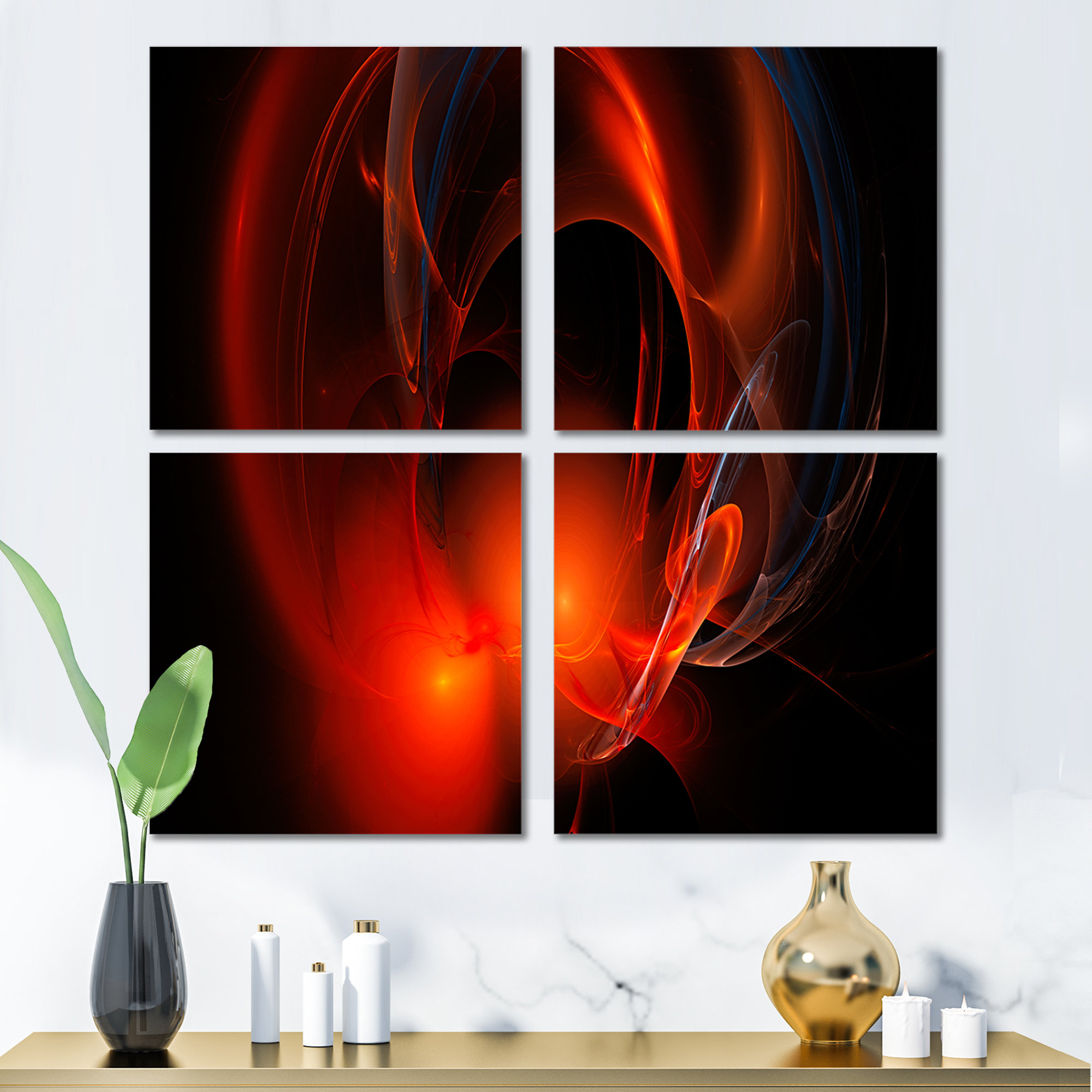 Orren Ellis Red Galactic Nebula On Black - Abstract Canvas Wall Art ...