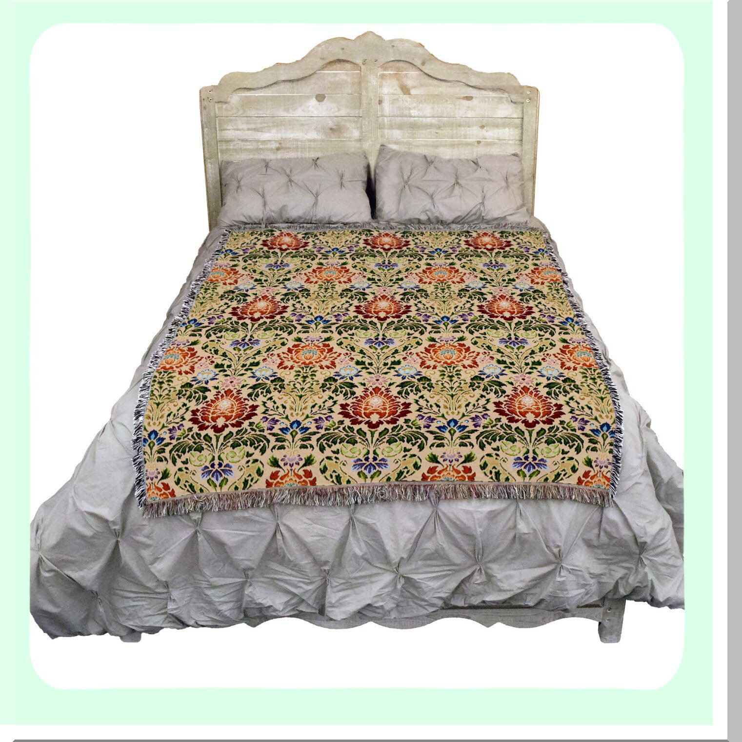 BRBCA Acanthus Spectrum Cotton Tapestry Blanket - 72x54 Artsy Gift ...